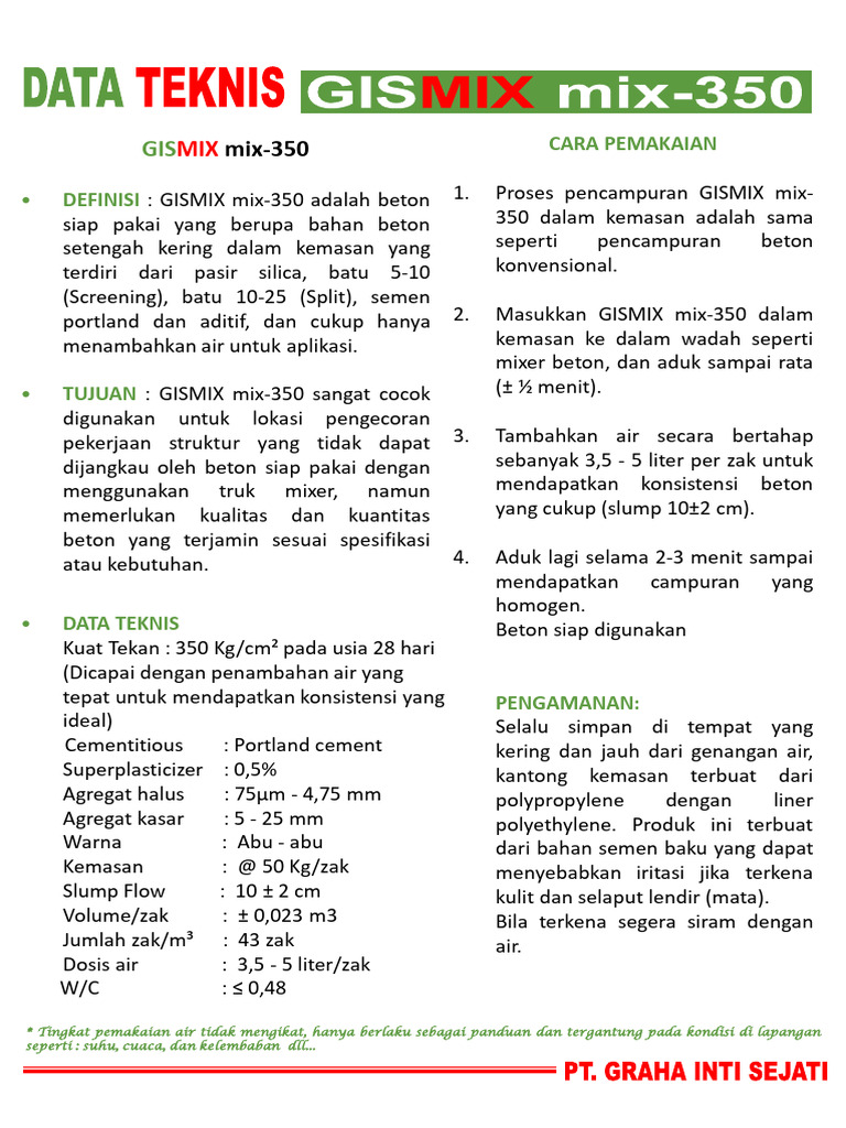 Data Teknis GISMIX Mix-350 | PDF