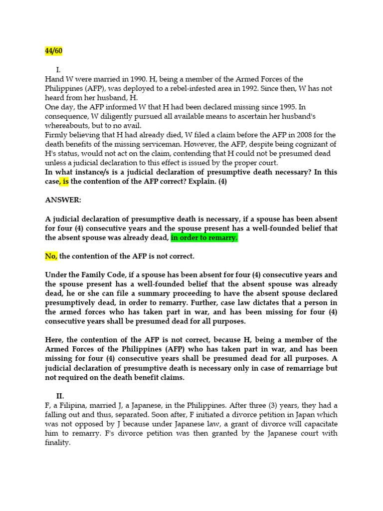 Sample Mock Bar Questions - Civil Law 1 (Persons, Prop, Wills ...