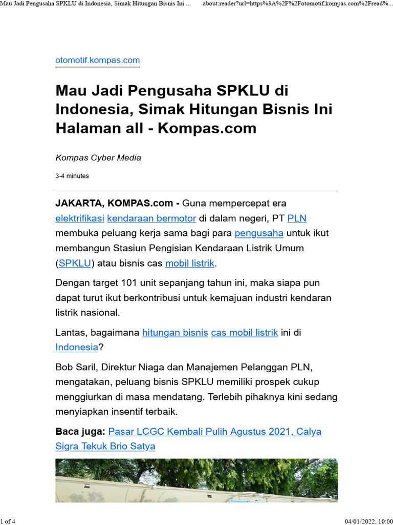 Hitungan Bisnis SPKLU | PDF
