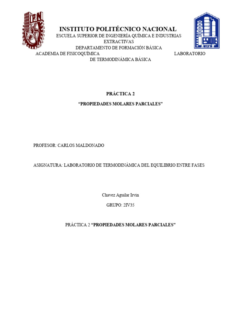 Practica 2 Termo de Fases | PDF | Concentración | Cantidades fisicas