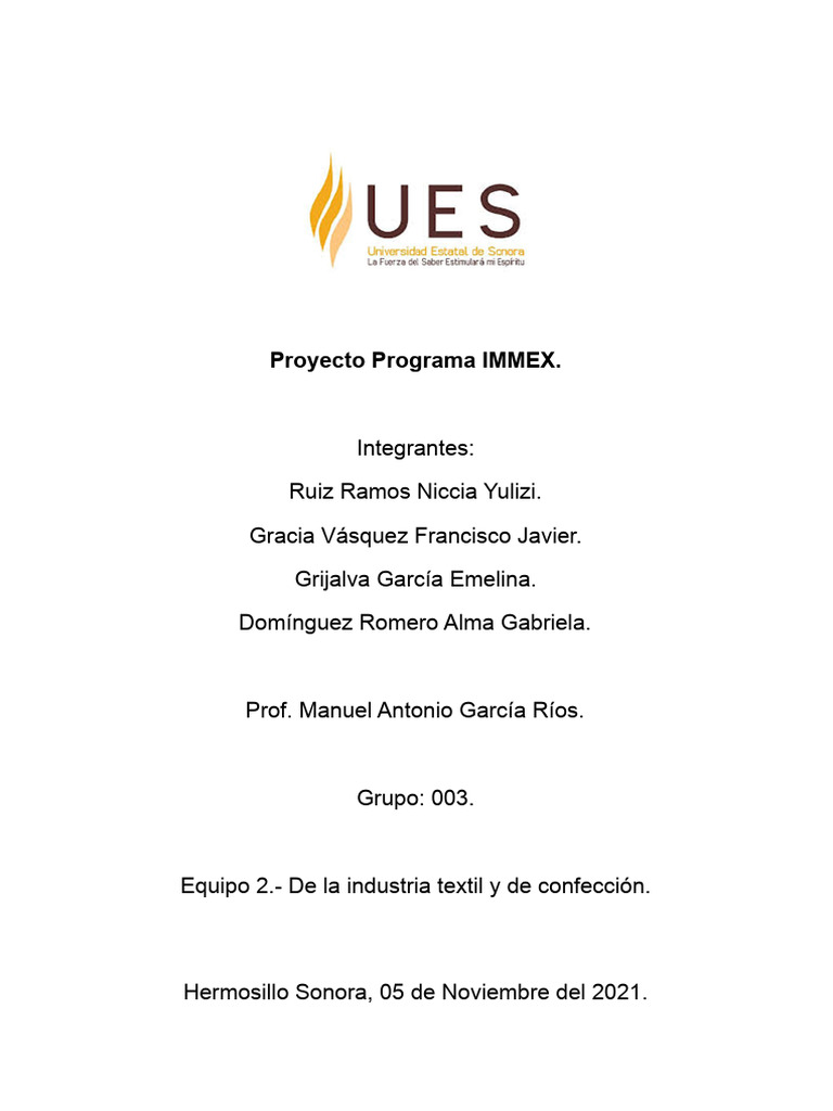 Proyecto Del Programa IMMEX | PDF