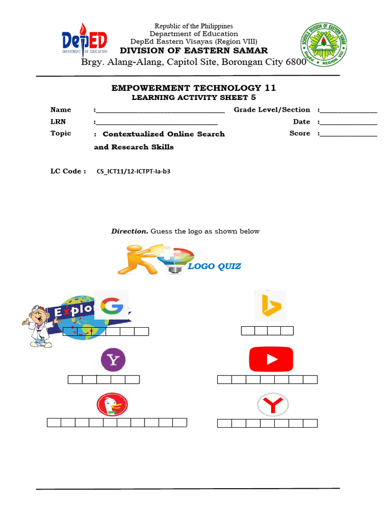 Learning Activity Sheet 5 Pdf