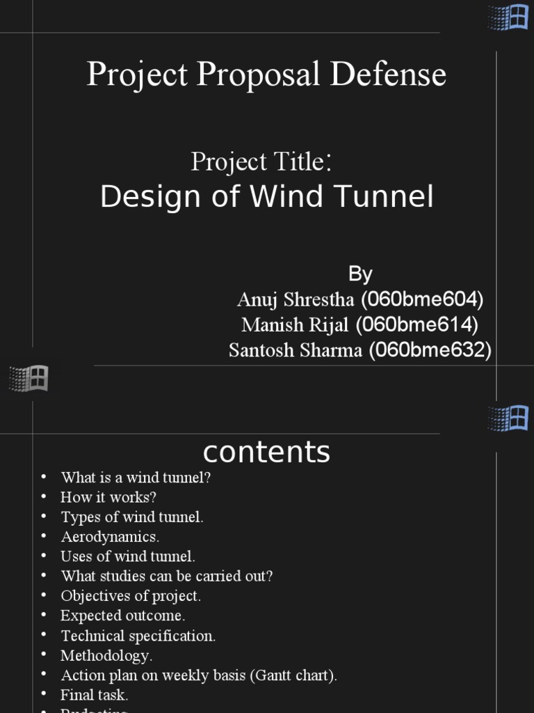 Project Proposal Defense Final | PDF | Aerodynamics | Wind Tunnel
