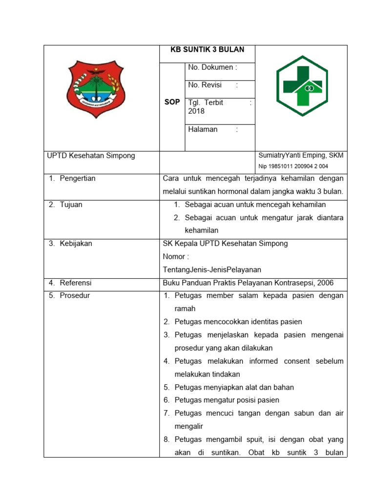 Sop KB Suntik 3 Bulan | PDF