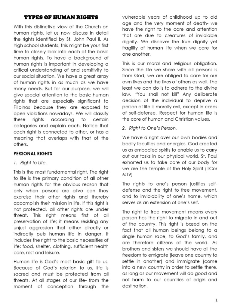 Rel - Types of Human Rights | PDF