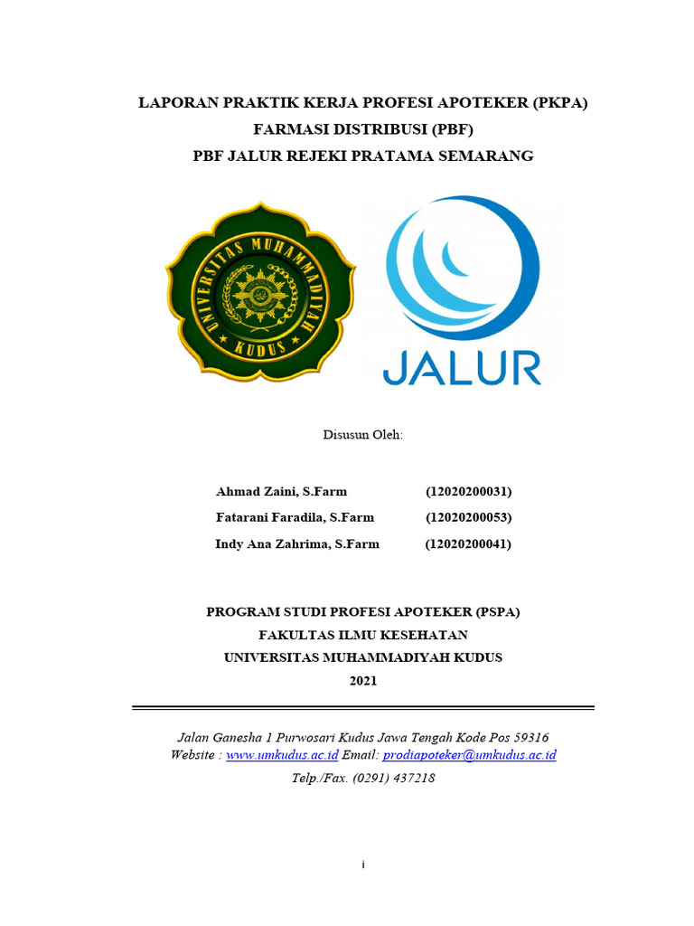 Laporan PKPA di PBF Jalur Rejeki Pratama | PDF