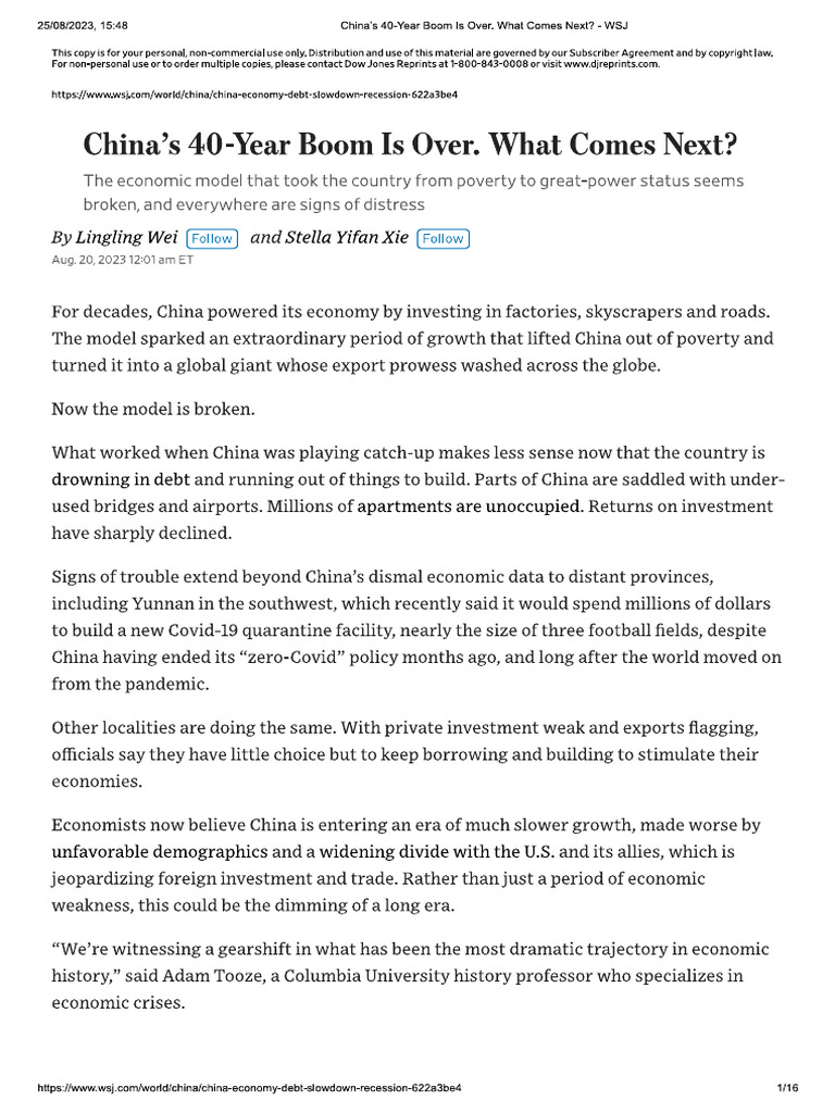 China's 40-Year Boom Is Over. What Comes Next - WSJ | PDF