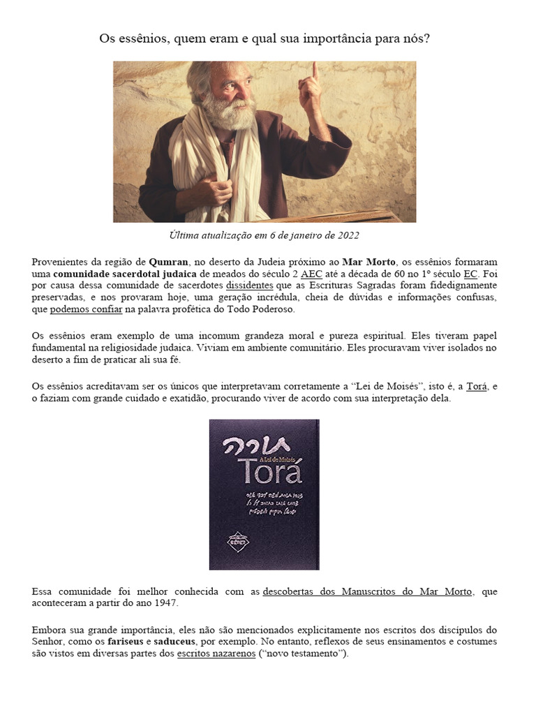 Os Essênios, Quem Eram e Qual Sua Importância para Nós | PDF ...