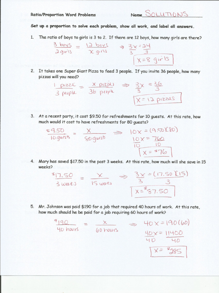 Proportions WP Solutions | PDF