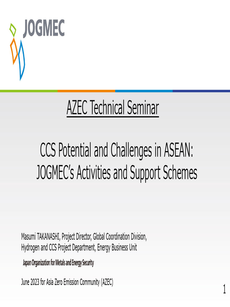 JOGMEC-CCS For AZEC - June2023-Updated | PDF