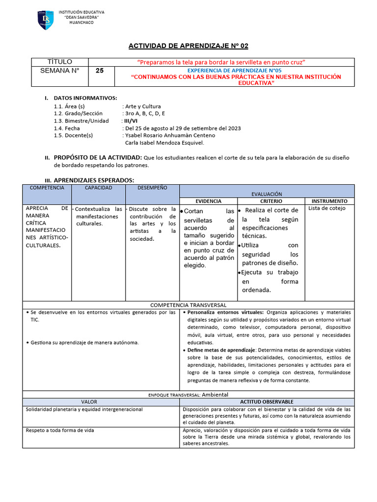 Act2 Exp5 3ro Arte | PDF | Aprendizaje | Evaluación