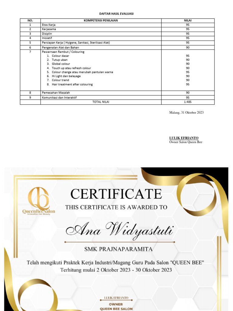 Contoh Sertifikat Magang Guru | PDF