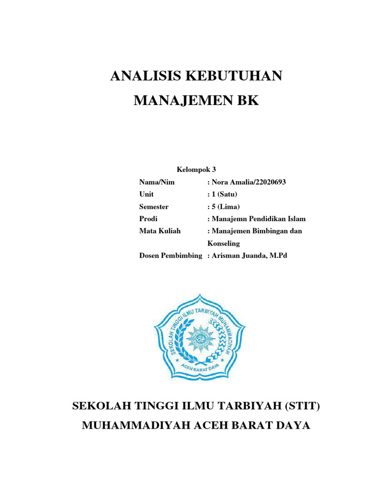 Makalah Analisis Kebutuhan Manajemen BK | PDF