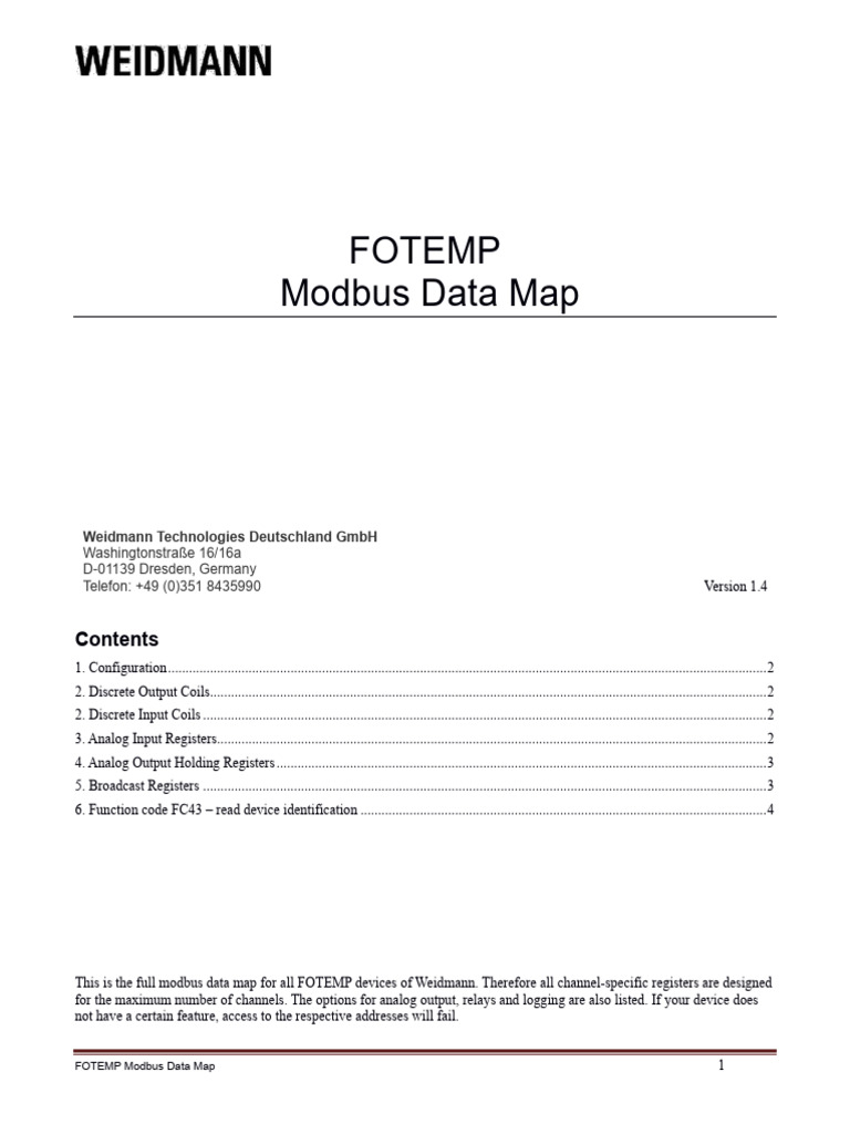 Fotemp ModbusDataMap | PDF | Information And Communications Technology ...