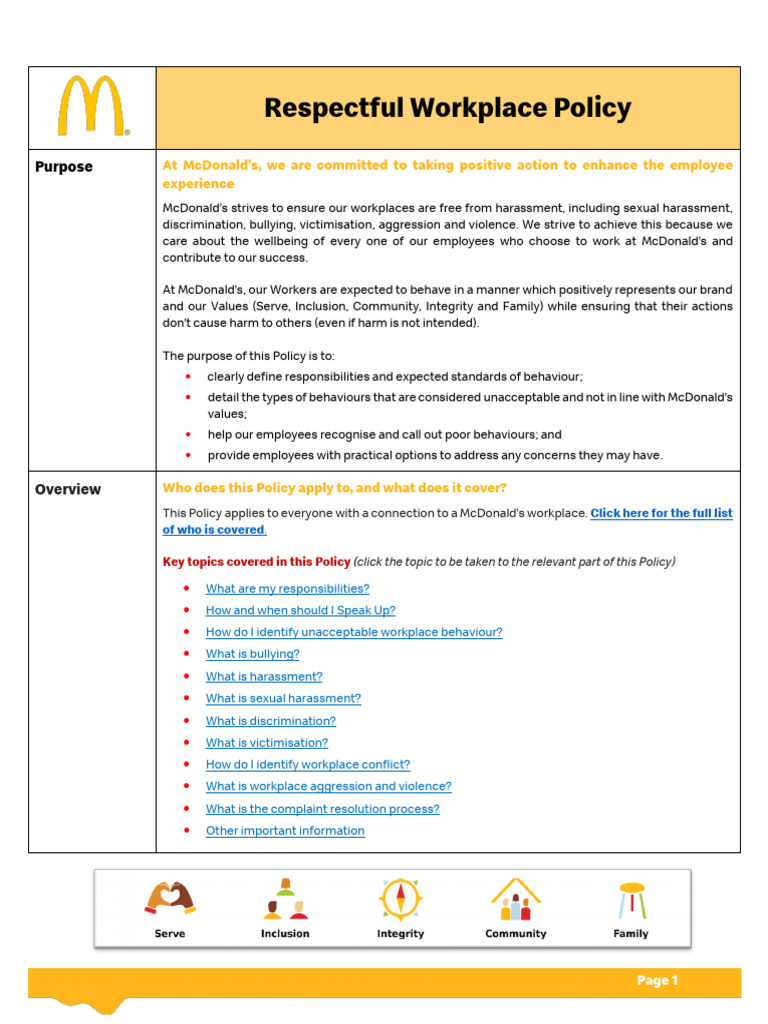 Respectful Workplace Policy Updated April 2023 | PDF