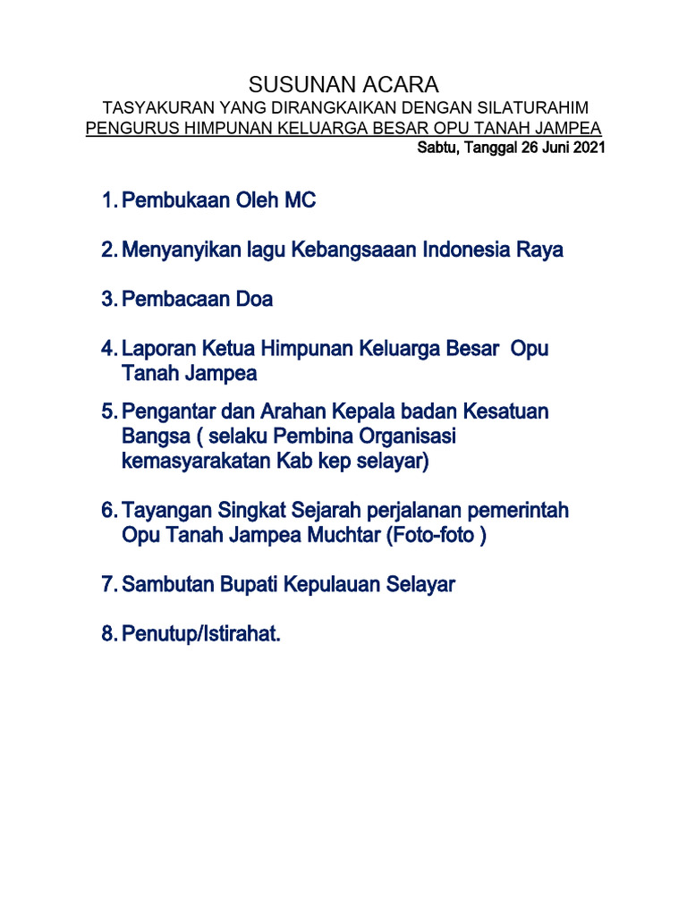 Susunan Acara 1 | PDF