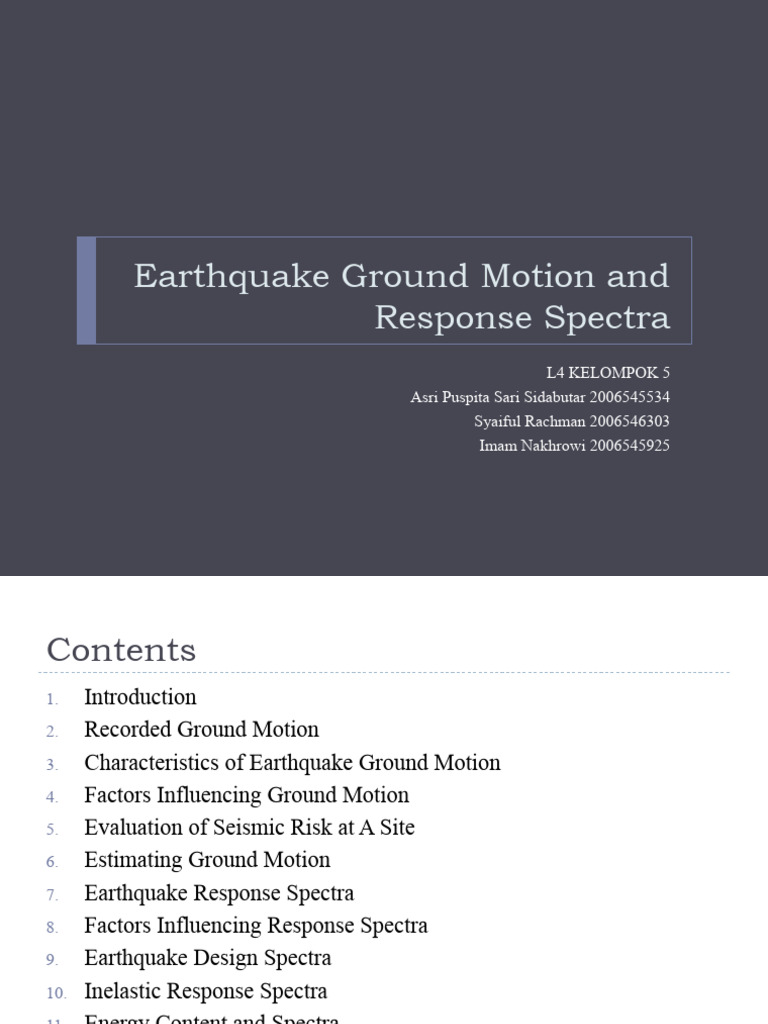 L2-Earthquake Ground Motion and Response Spectra-Kelompok 5 | PDF ...