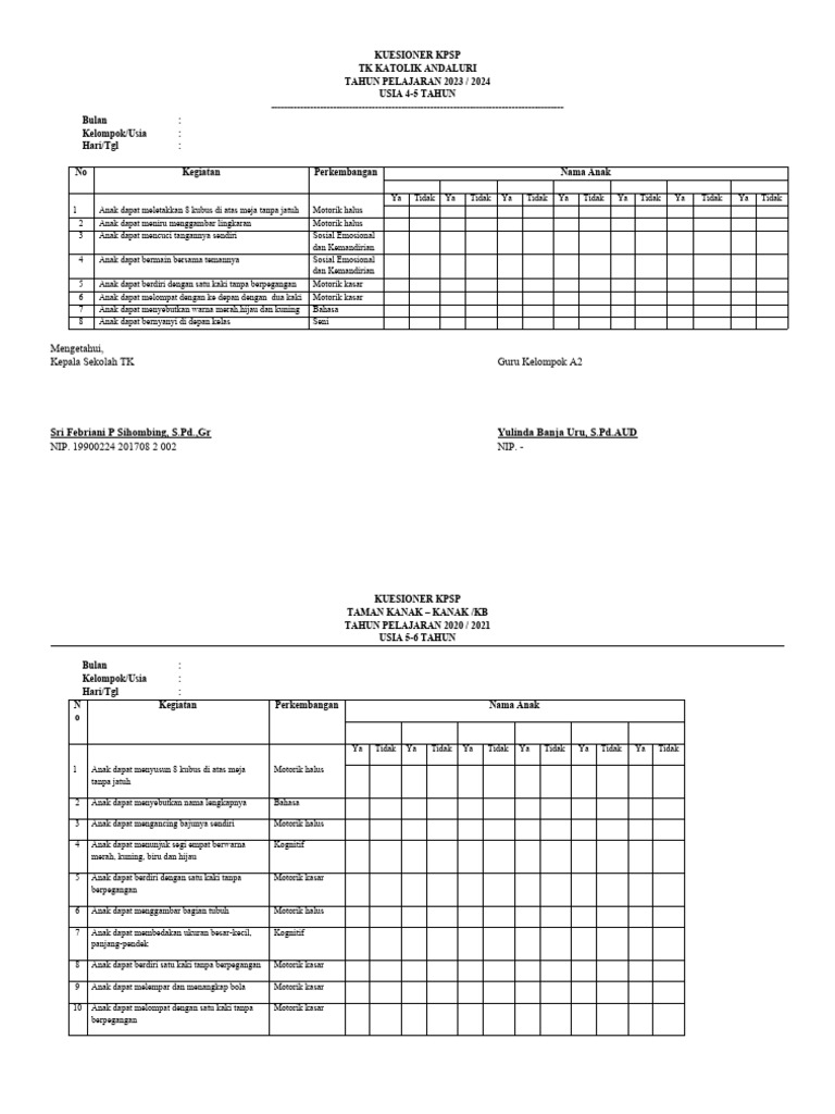 Kuesioner KPSP | PDF