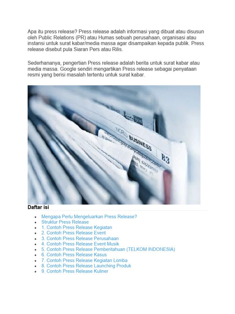 Contoh Rilis | PDF