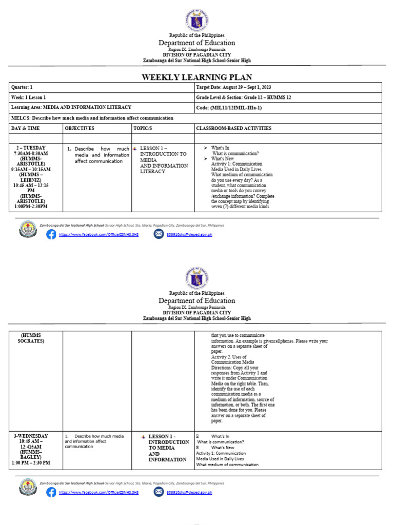 ETech WLP W1 | PDF | Communication | Human Communication