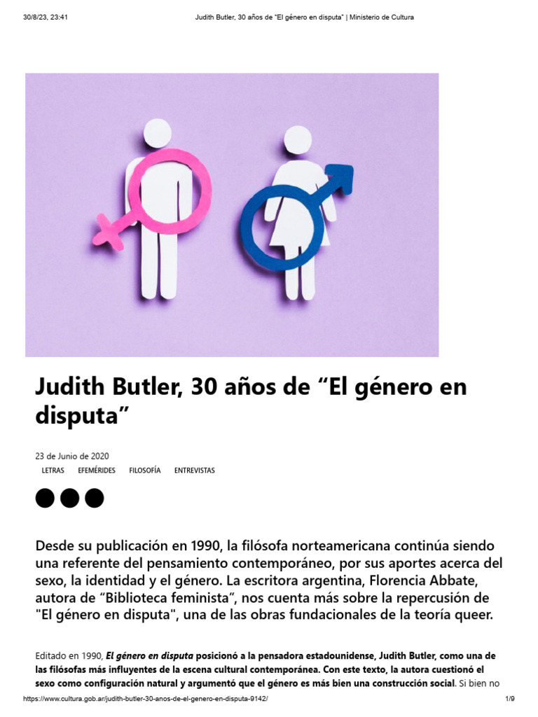 Judith Butler, 30 Años de "El Género en Disputa" | PDF