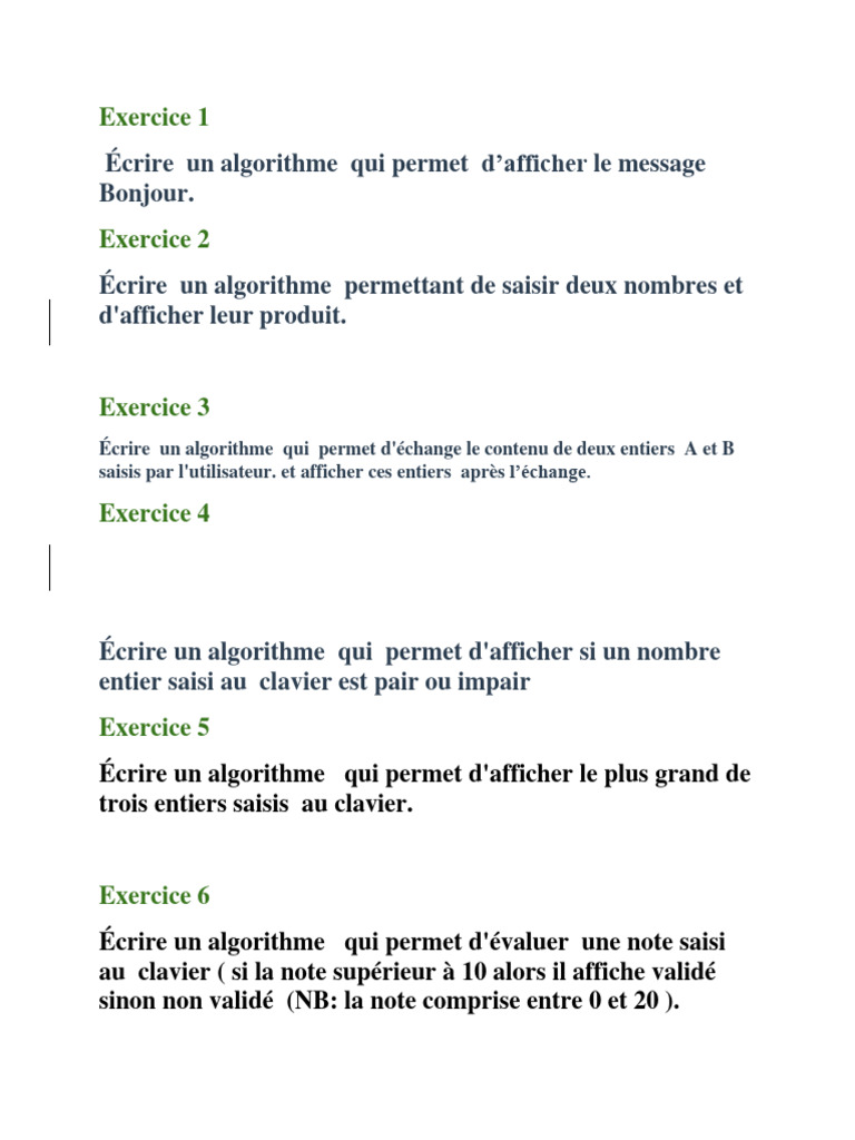 Algorithmes de base en programmation | PDF | Mathématiques
