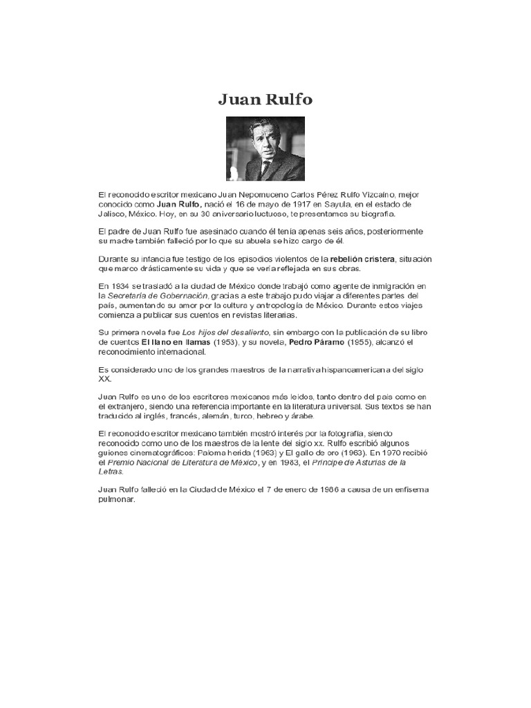 Biografia de Juan Rulfo | PDF