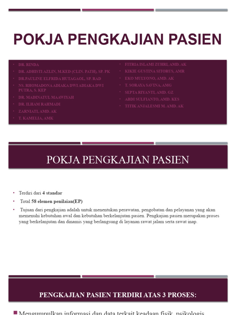 Pokja Pengkajian Pasien | PDF