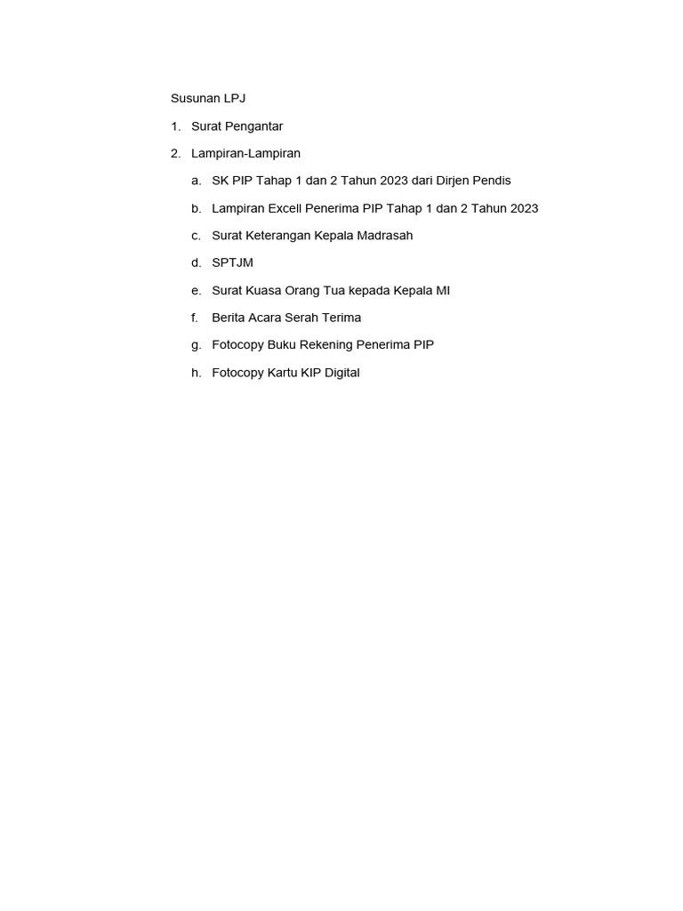 Form LPJ PIP MI - Pencairan Kolektif | PDF