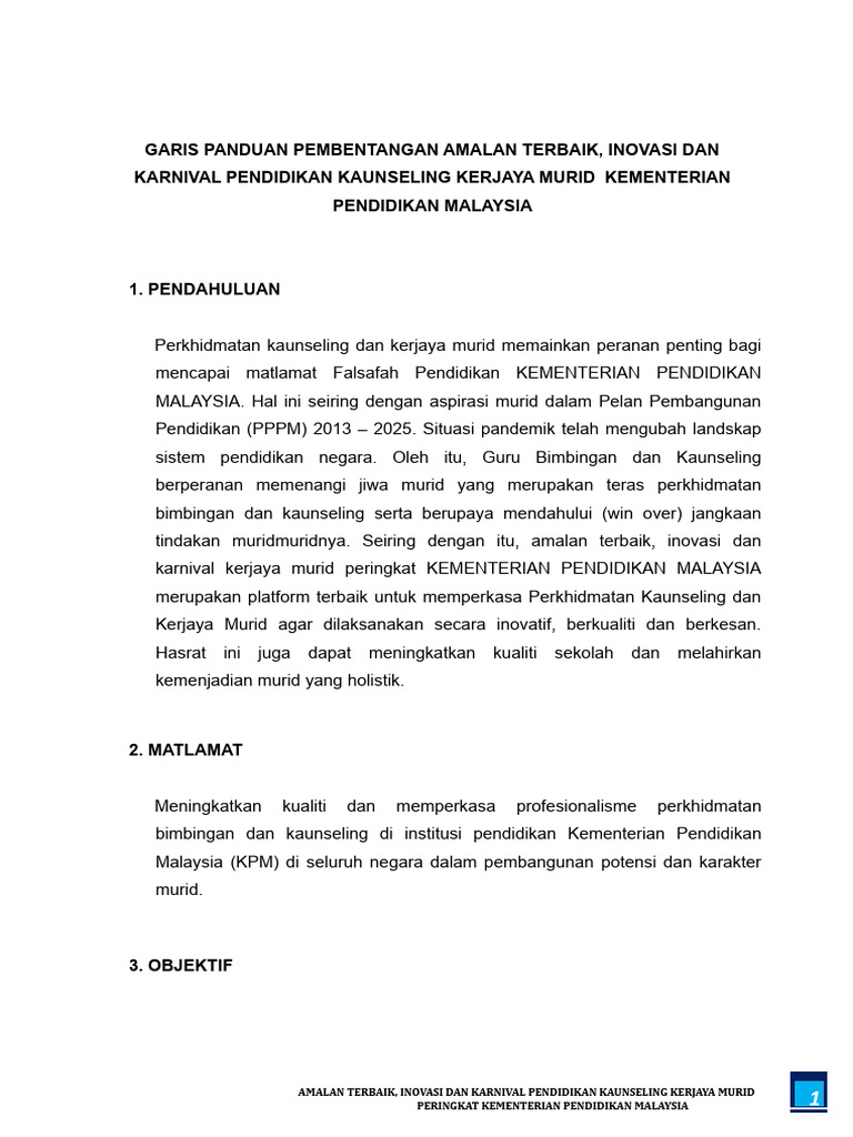 Garis Panduan Amalan Terbaik, Inovasi Dan Karnival Pendidikan Kaunseling | PDF