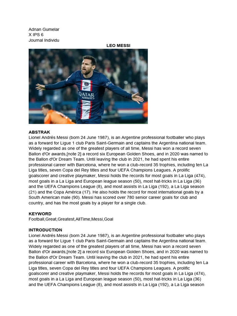 Individu Journal Leo Messi | PDF