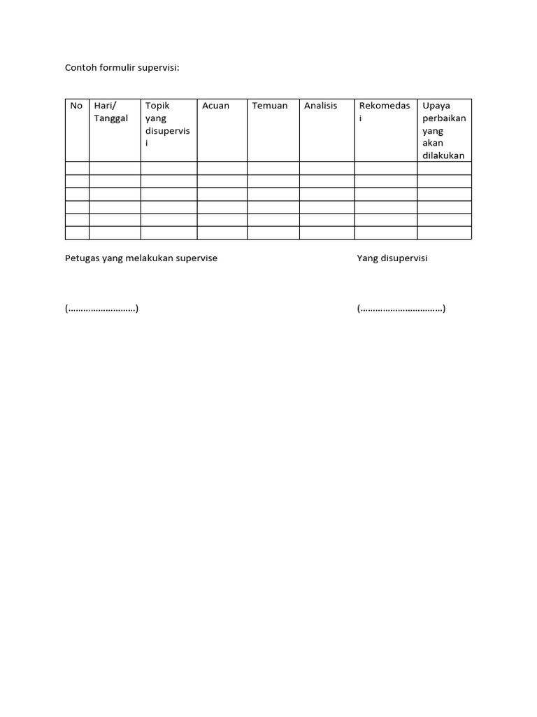 Contoh Formulir Supervisi | PDF