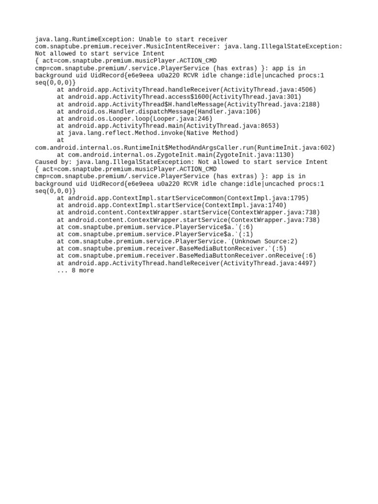 Snaptube MusicReceiver Service Error | PDF