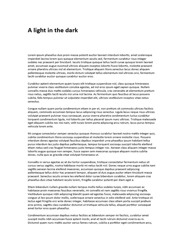 A Light in The Dark | PDF