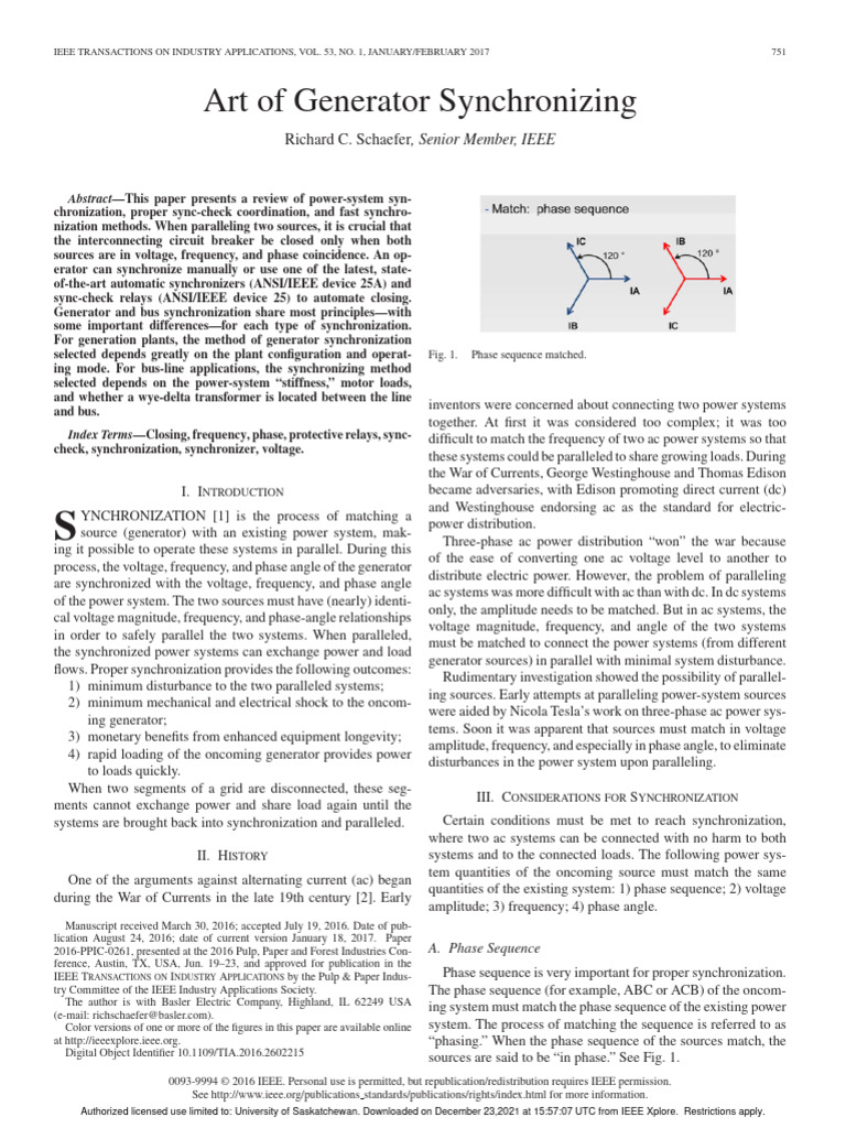 Art of Generator Synchronizing | PDF