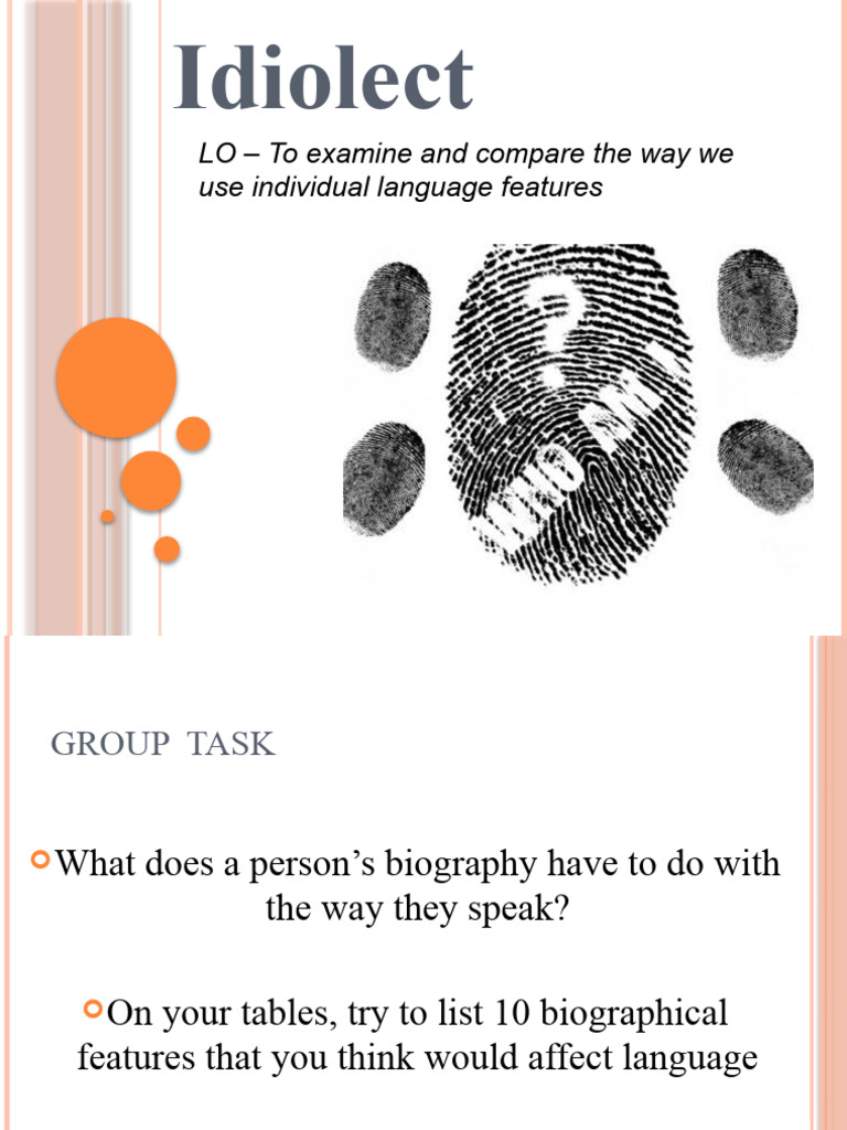 Idiolect Sociolect Presentation | PDF