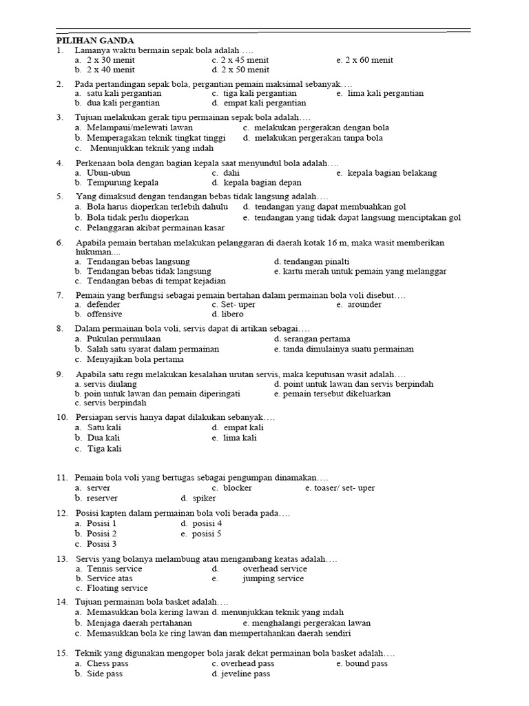 Uas Penjas X Genap | PDF