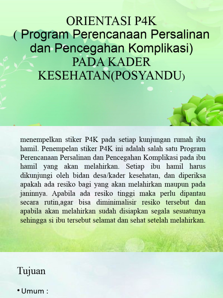 ORIENTASI P4K PADA KADER BR 2023 | PDF