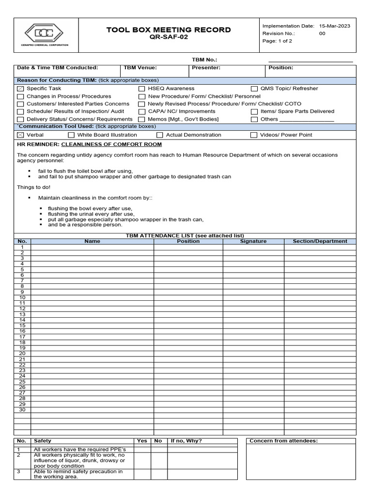 Cleanliness in Comfort Room | PDF