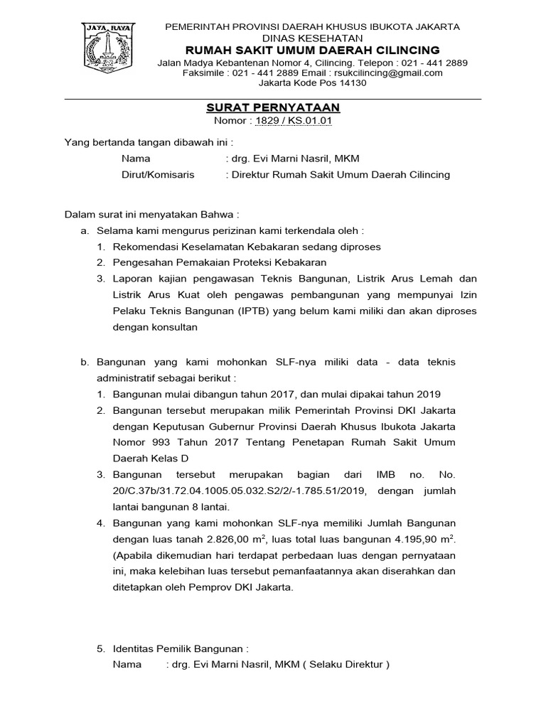Surat Pernyataan Rsud Cilincing Pdf