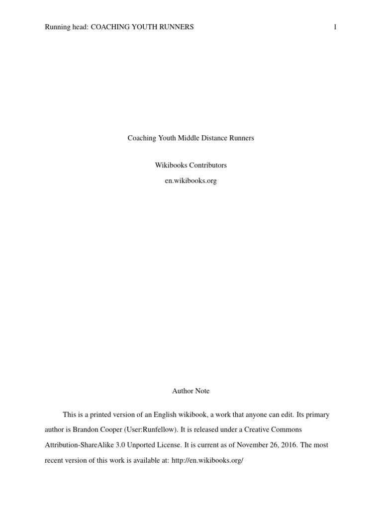 Coaching Youth Middle Distance Runners | PDF