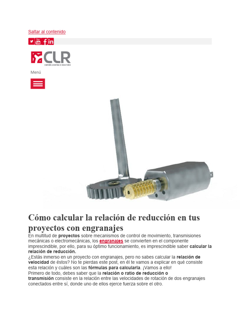 Calculo Reductor | PDF