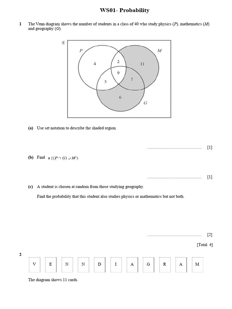 Worksheet-01 Probability | PDF