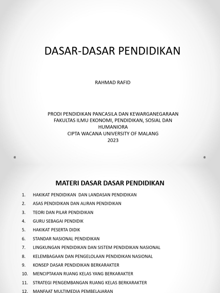 Dasar Dasar Pendidikan | PDF
