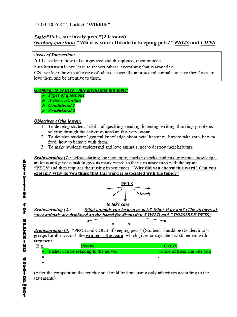 Lesson Plan Pets 7702 | PDF