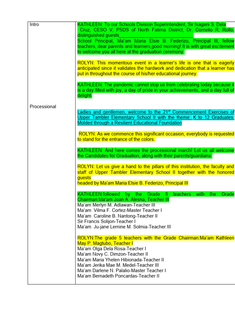 Script - MC For Graduation | PDF