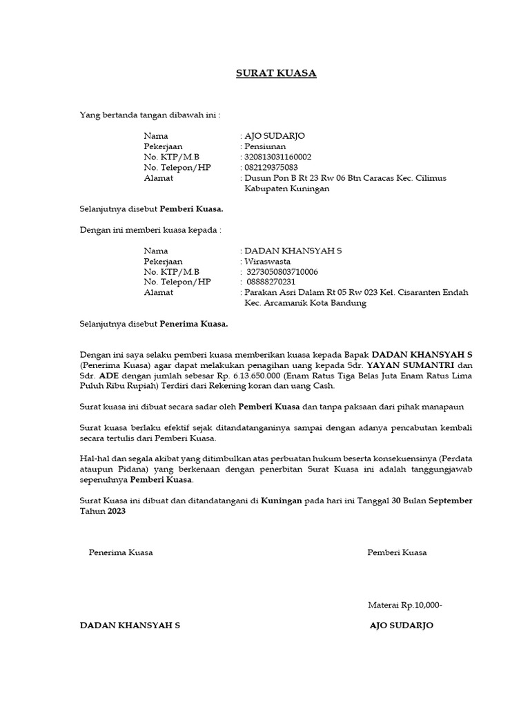Format Surat Kuasa | PDF