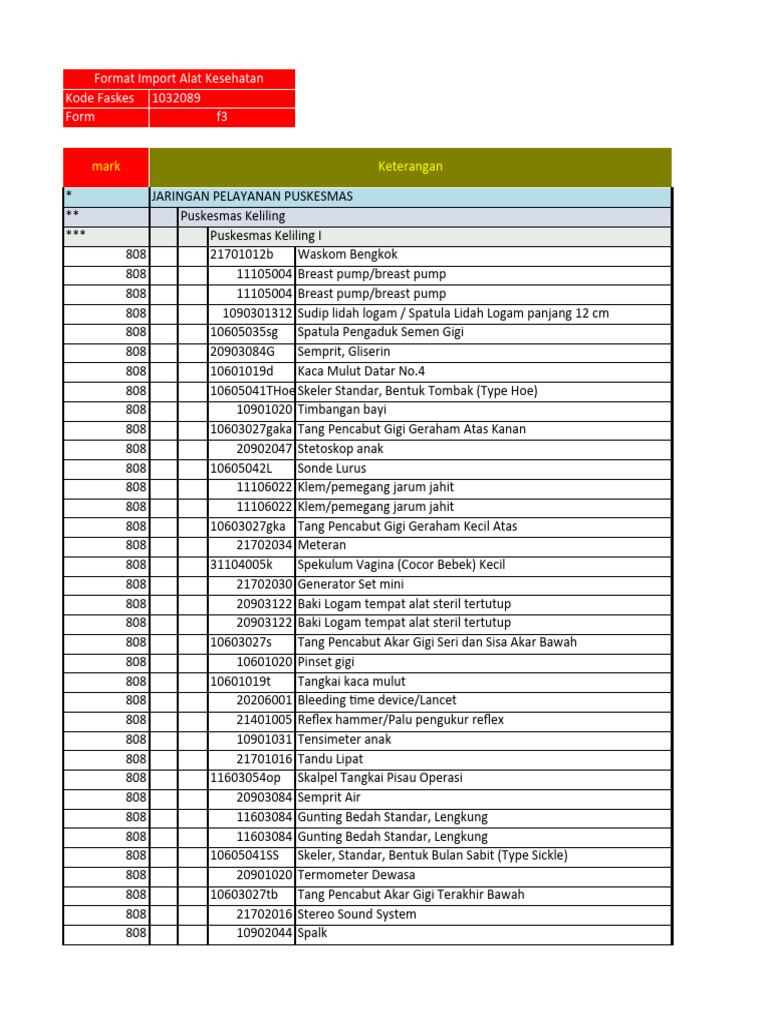 Format Import Alkes | PDF