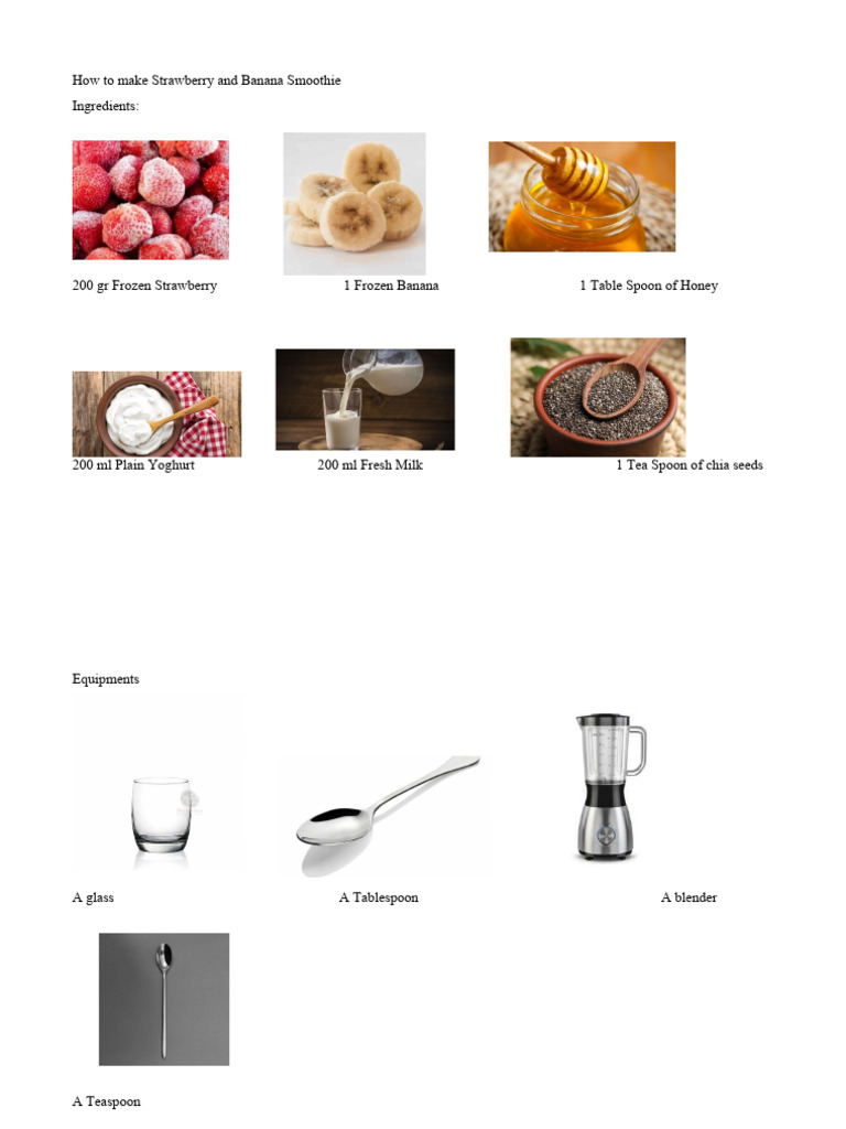 How To Make Strawberry and Banana Smoothie - Procedur Text | PDF