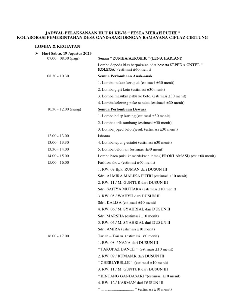 Susunan Acara 17 Agustus - Copy-2 | PDF